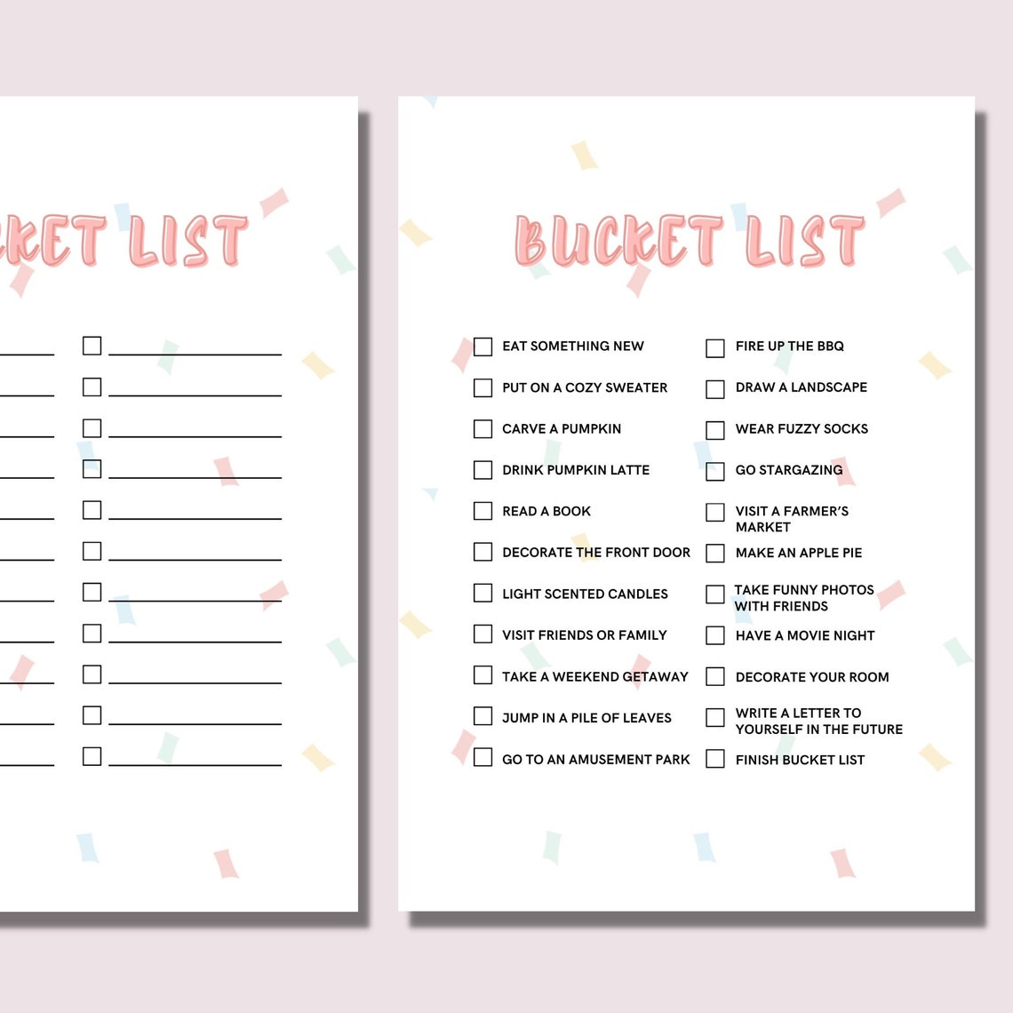 Bucket List Printable Fall Bucket List Printable Holiday - Etsy