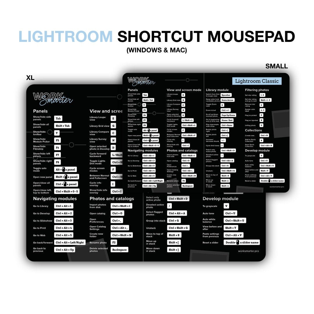 Adobe Lightroom Shortcut Mousepad - Etsy