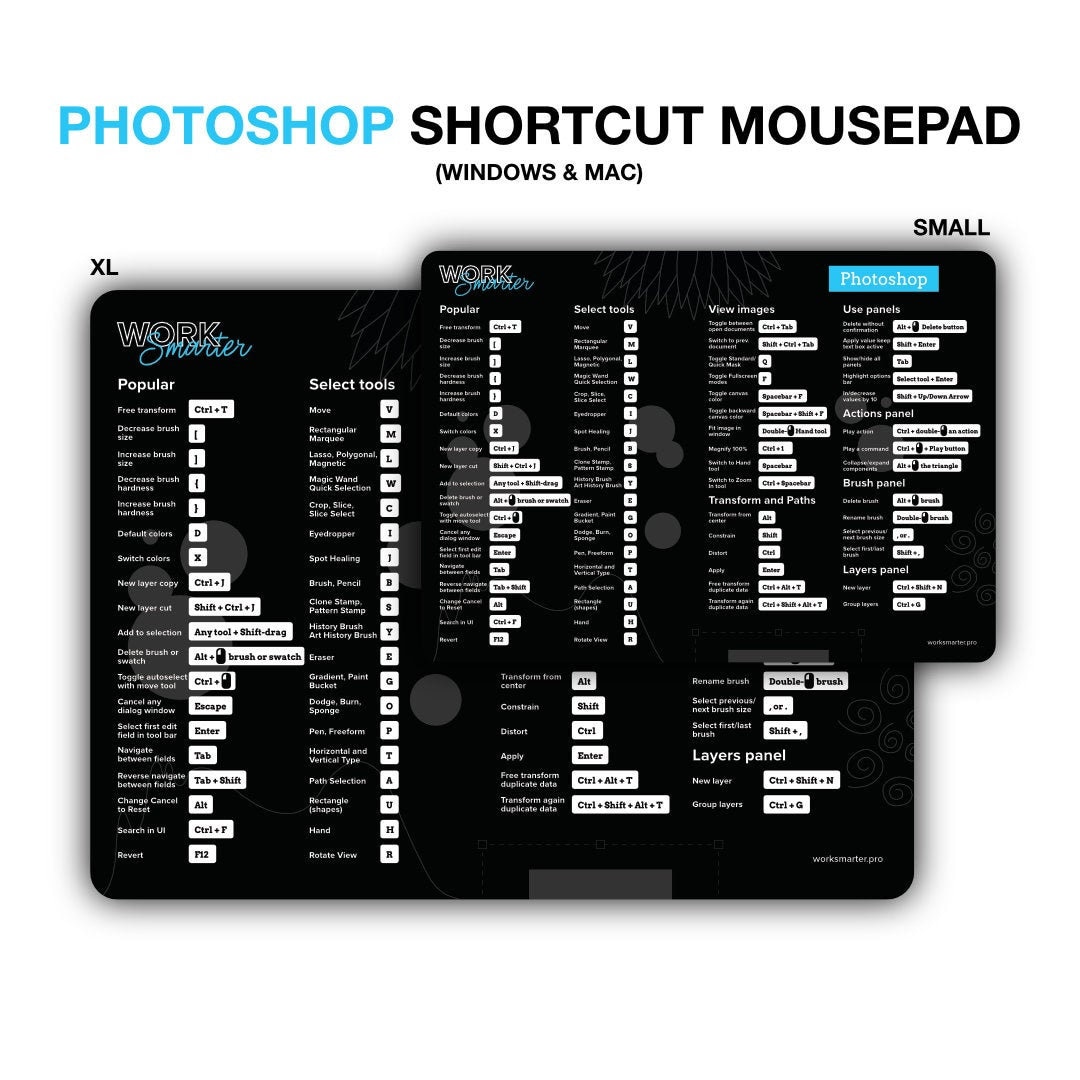 Adobe Photoshop Shortcut Mousepad - Etsy