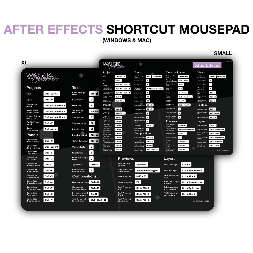 Adobe After Effects Shortcut Mousepad - Etsy