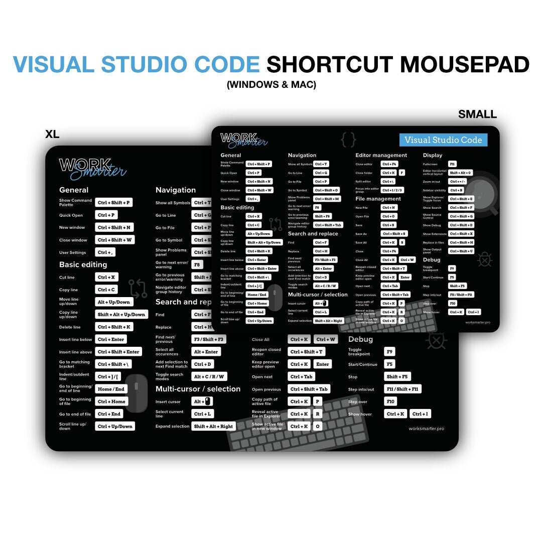 Visual Studio Code Shortcut Mousepad - Etsy Visual Studio Code Shortcut Mousepad - Etsy