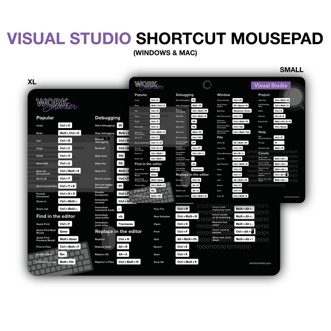 Visual Studio Shortcut Mousepad - Etsy