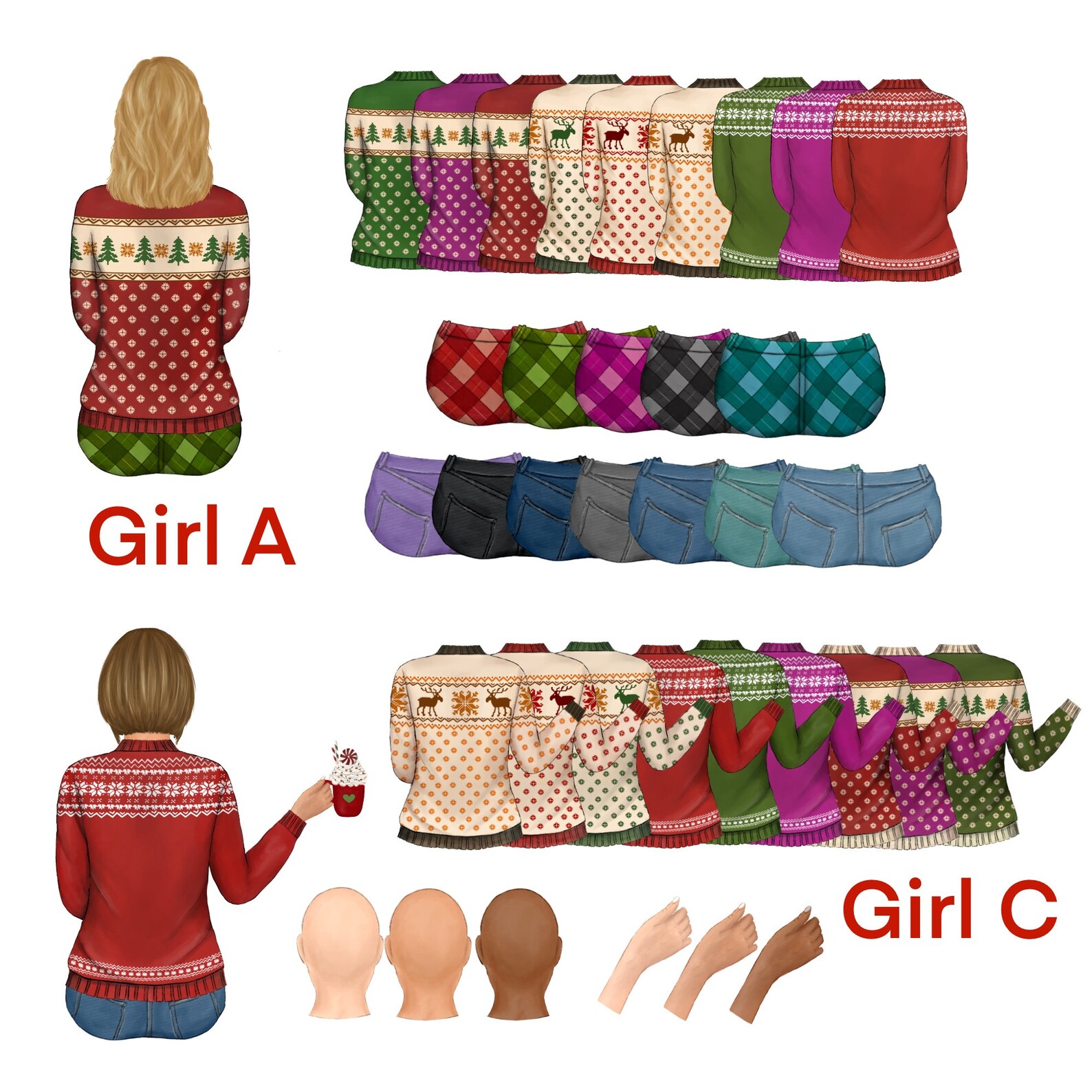 Christmas Best Friends Clipart. Christmas Besties Diy Clipart . Family ...