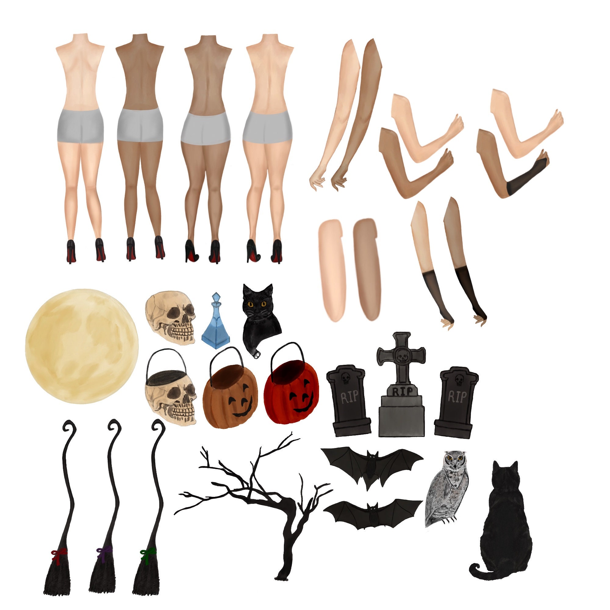 Watercolor Best Friends Clipart. Halloween Witches. Halloween - Etsy