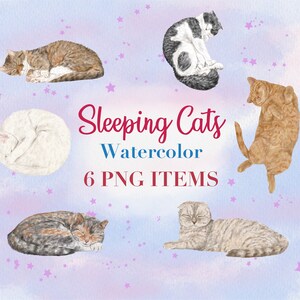Watercolor Cat Clipart. Cute Hand-painted Cat Illustration. Download ...