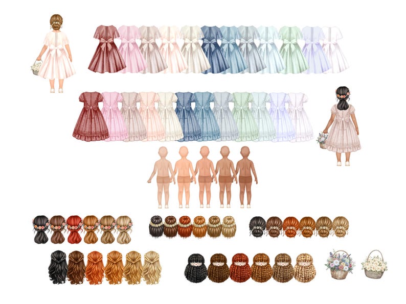 Flower Girl Page Boy Clipart | Back View Wedding Portrait Creator ...