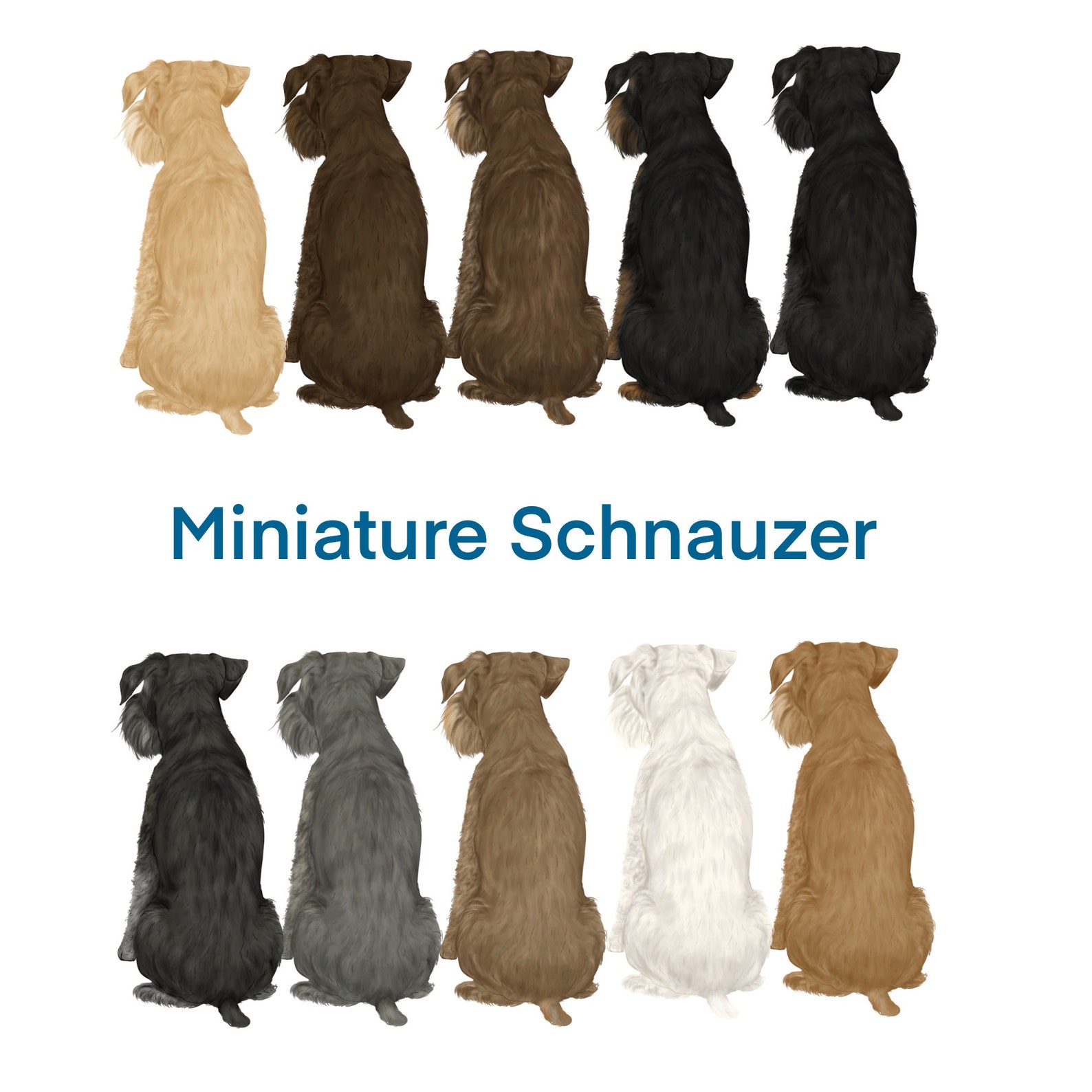 Small Dog Clipart. Dogs From Back View. Customizable Dog Graphics. Dog ...