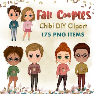 Chibi Couple Clipart. Cute Best Friends. Autumn Couples. Chibi Doll ...