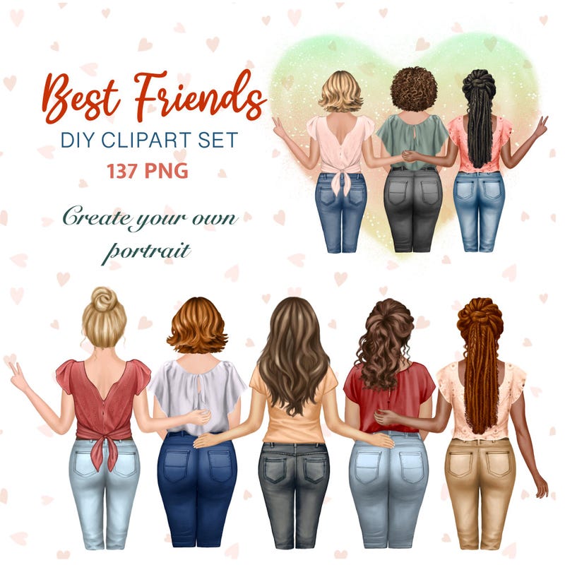 Curvy Clipart Friends - Etsy