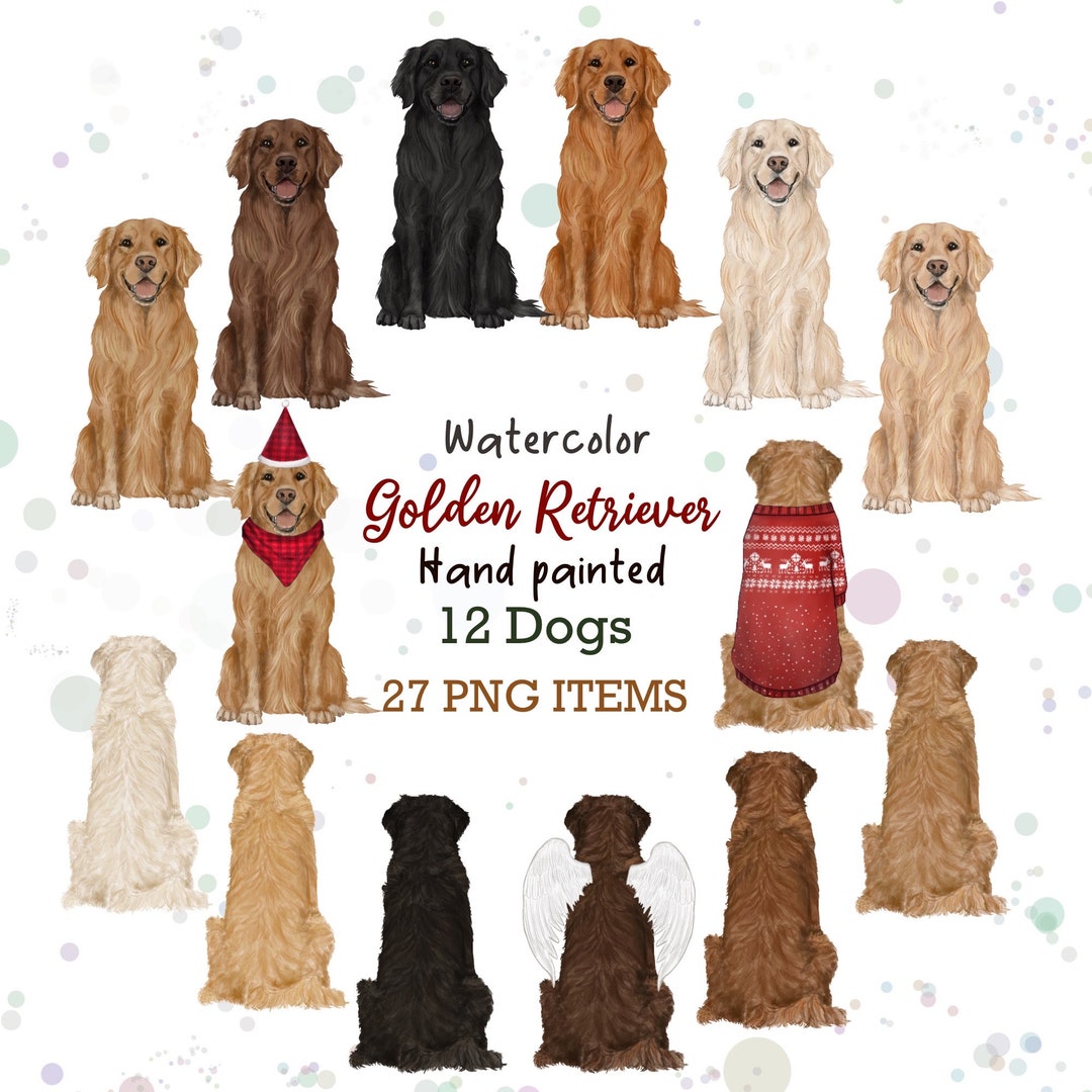 Golden Retriever Clipart. Watercolor Golden Retriever. Dog Mom Dad Gift ...