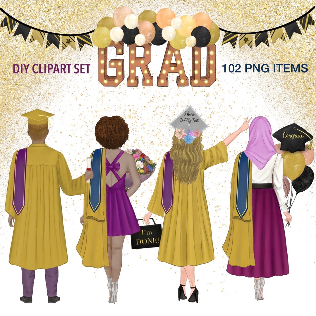 Graduation DIY Clipart. Graduation Clipart With Diploma. Collage Senior ...