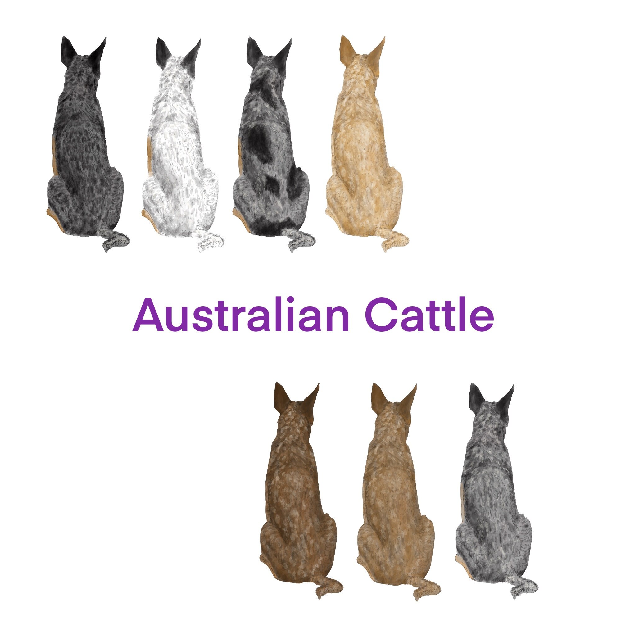 Watercolor DOG CLIPART Back View of Dogs. Printable Dog - Etsy