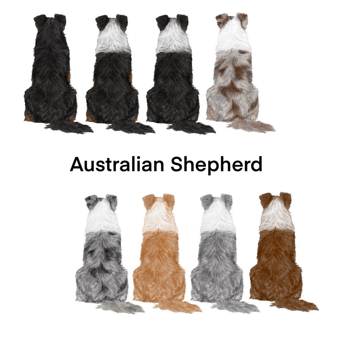 Watercolor DOG CLIPART. Dogs From Back View. Customizable Dog - Etsy