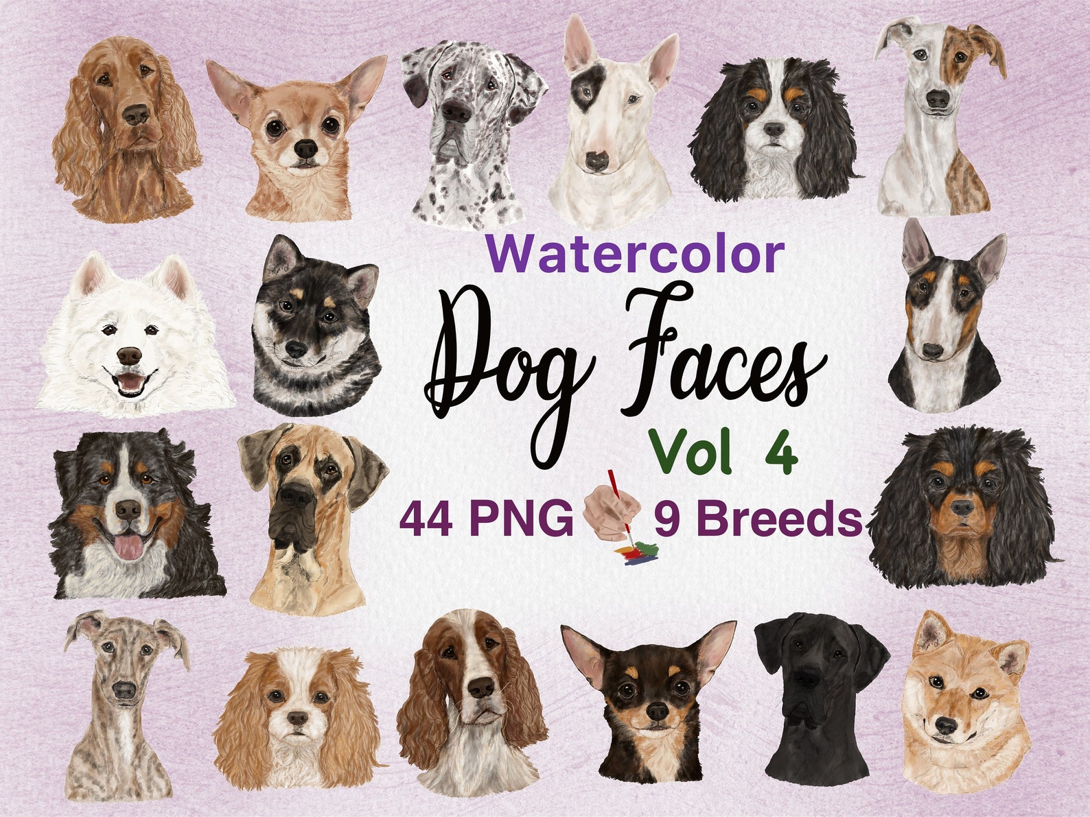 Watercolor Dog Clipart. Dog Personalized Portrait. Dog Breeds - Etsy