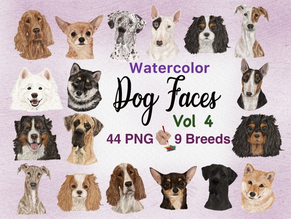 Watercolor Dog Clipart. Dog Personalized Portrait. Dog Breeds - Etsy
