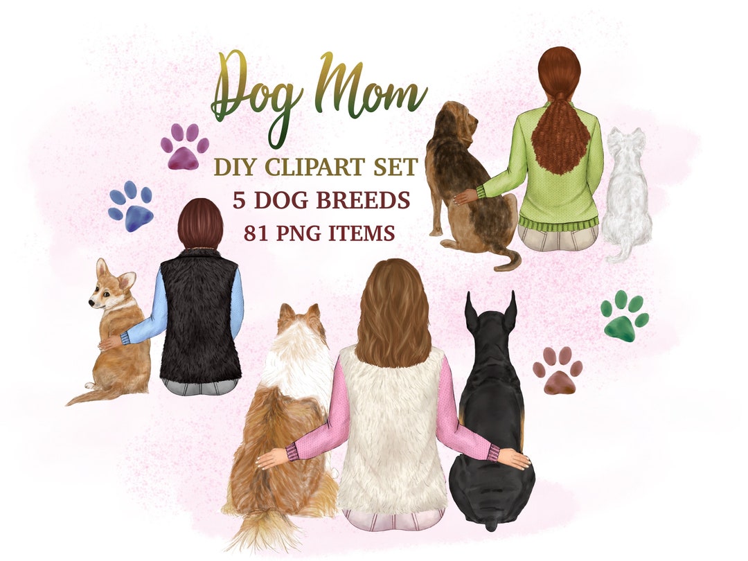 Watercolor DOG MOM Clipart| Dog Best Friends Illustration| Best Friends ...