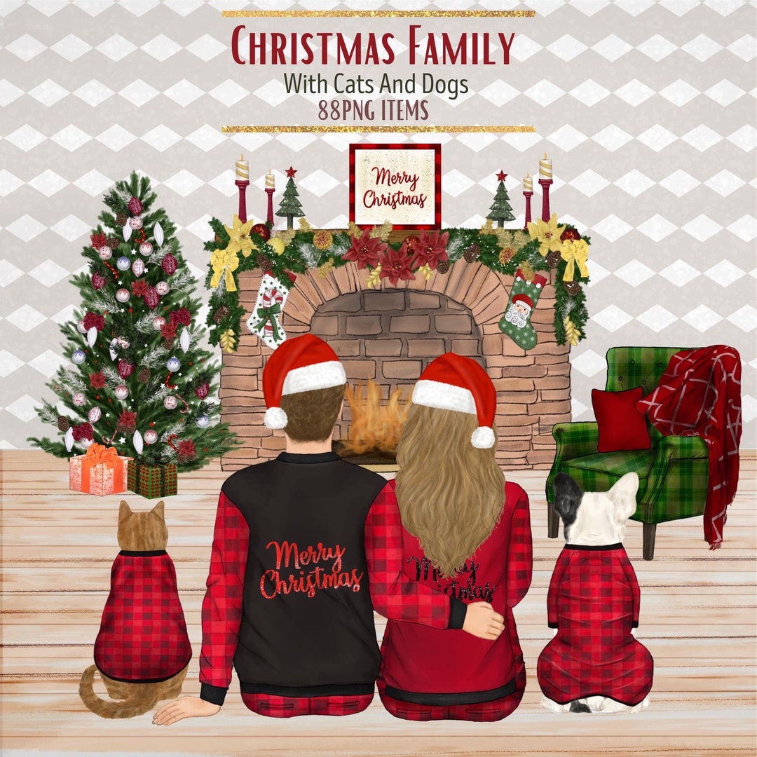 Christmas Family Clipart. Family Portrait Design. Personalized Couple ...