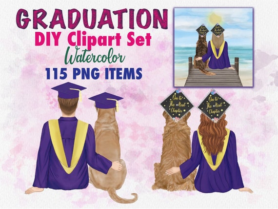 Watercolor Graduation Clipart. Graduating Couple Illustration. - Etsy