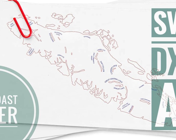 Vancouver Island With Lakes VECTOR FILE With Sitka Tree for Projects ...