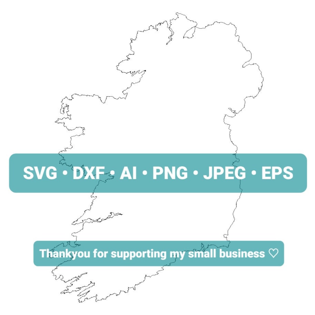 Ireland Outline VECTOR FILE Instant Download - Svg, Dxf, Ai, Png, Jpeg ...