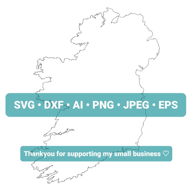 Ireland Outline VECTOR FILE Instant Download - Svg, Dxf, Ai, Png, Jpeg ...
