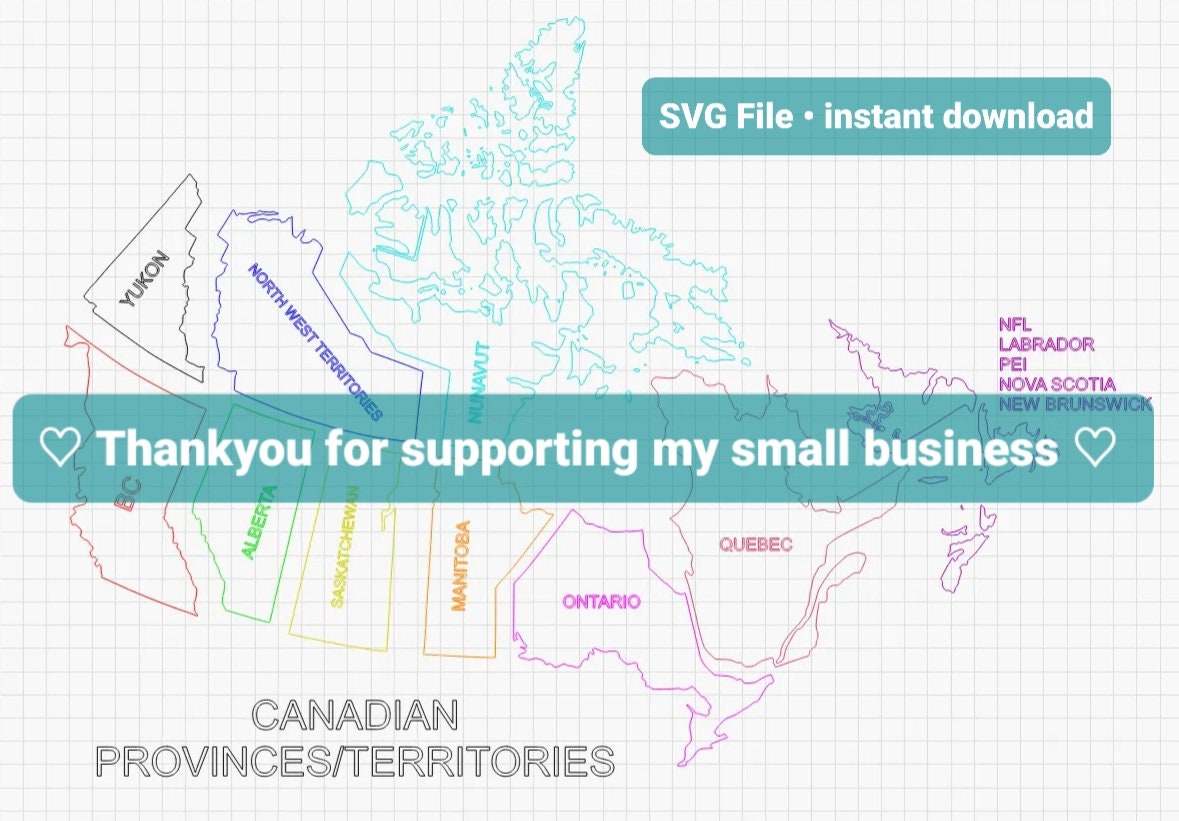 Canadian Provinces and Territories Outline VECTOR FILE Instant Download ...