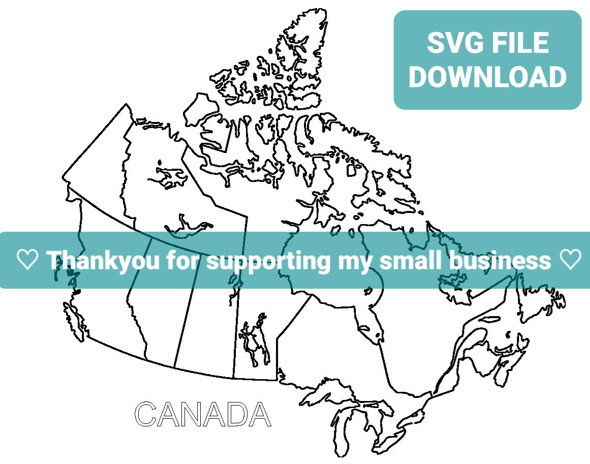 Canada Map Outline With Provinces and Territories - SVG Only File ...