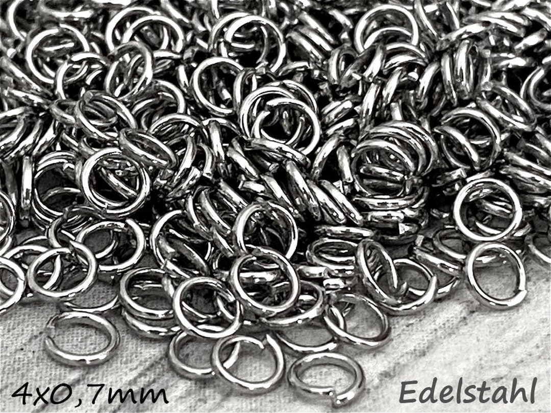 100 Jump Rings Eyelets Stainless Steel Open 4 Mm X 0.7 Mm for Chains ...