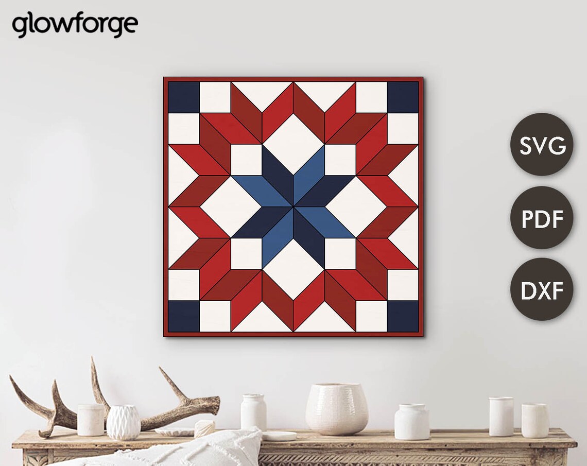 Barn Quilt Svg Geometric Wooden Wall Art Home Decor Dxf - Etsy UK