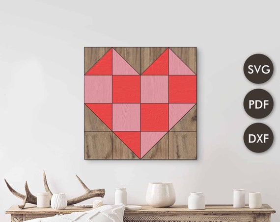 Heart Barn Quilt Cut File Valentines Day Wooden Wall Art | Etsy