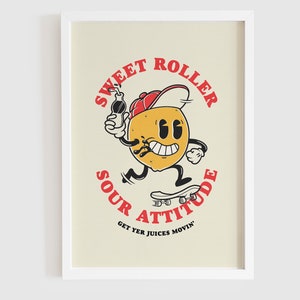 Sweet Roller Lemon Retro Art Print Retro poster Cartoon | Etsy