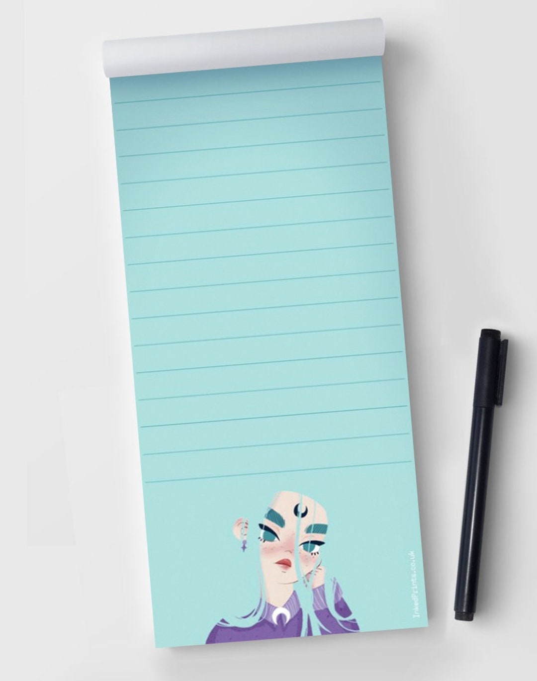 Luna Notepad Illustrated Girl Memo Pad Cute Girl Stationery - Etsy