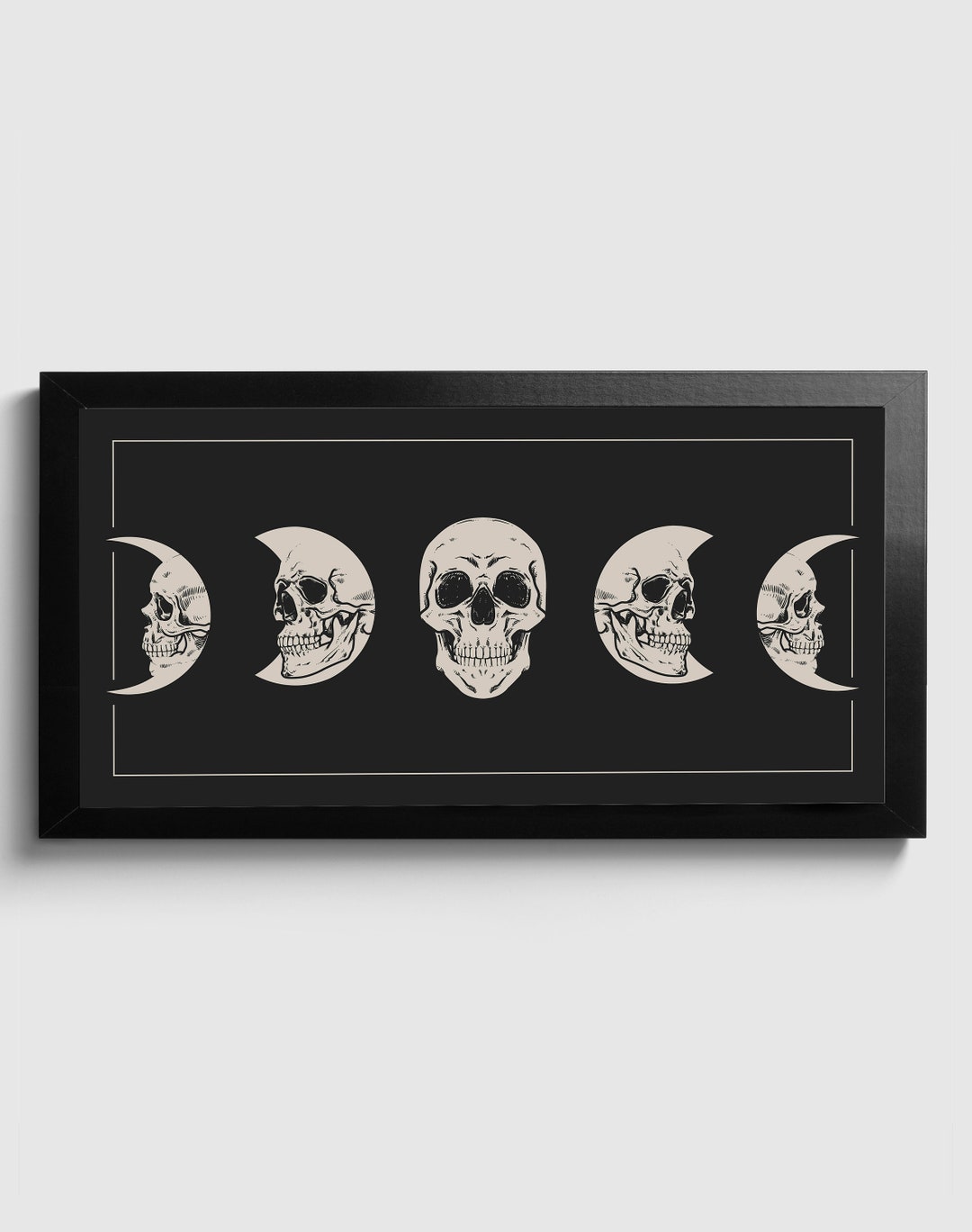 Skull Moon Phases Gothic Art Print, Goth Wall Art Home Decor, Skull ...