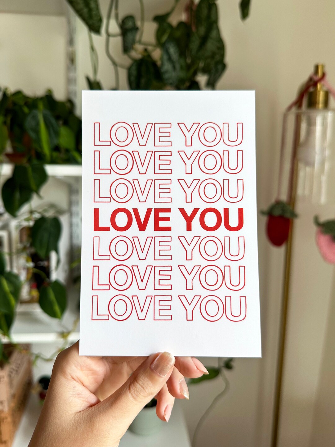 Love You Mini Art Print, 4x6 Artwork Postcard | Home Decor Gift for ...