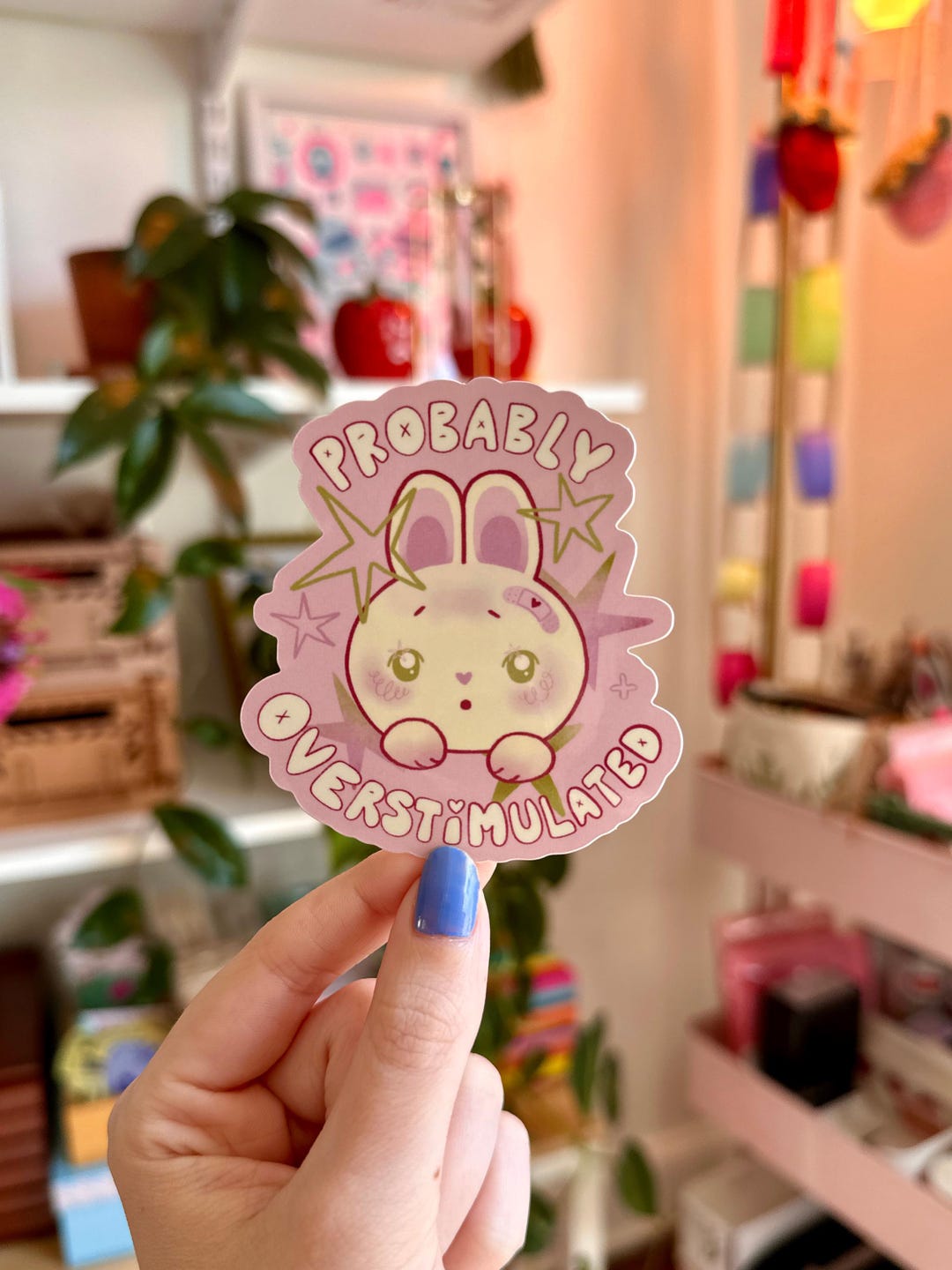 Overstimulated Bunny Sticker: Funny Animal Rabbit Decal - Etsy