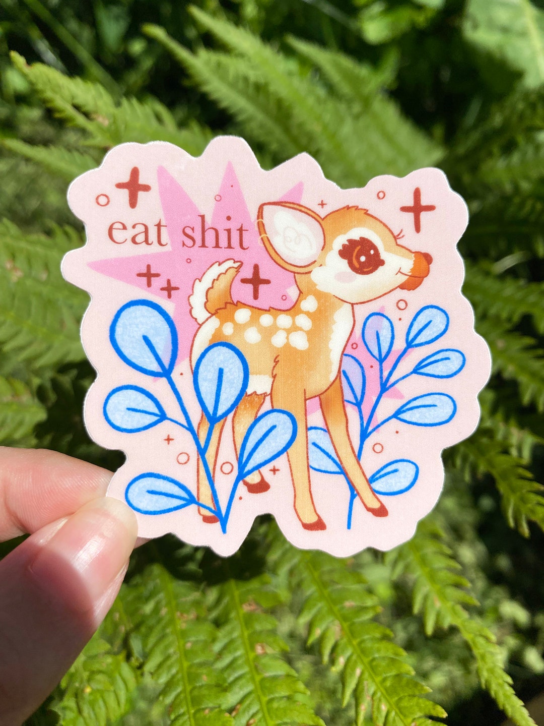 Eat Shit Cute Deer Sticker | Funny Animal Weather-resistant Decal for ...