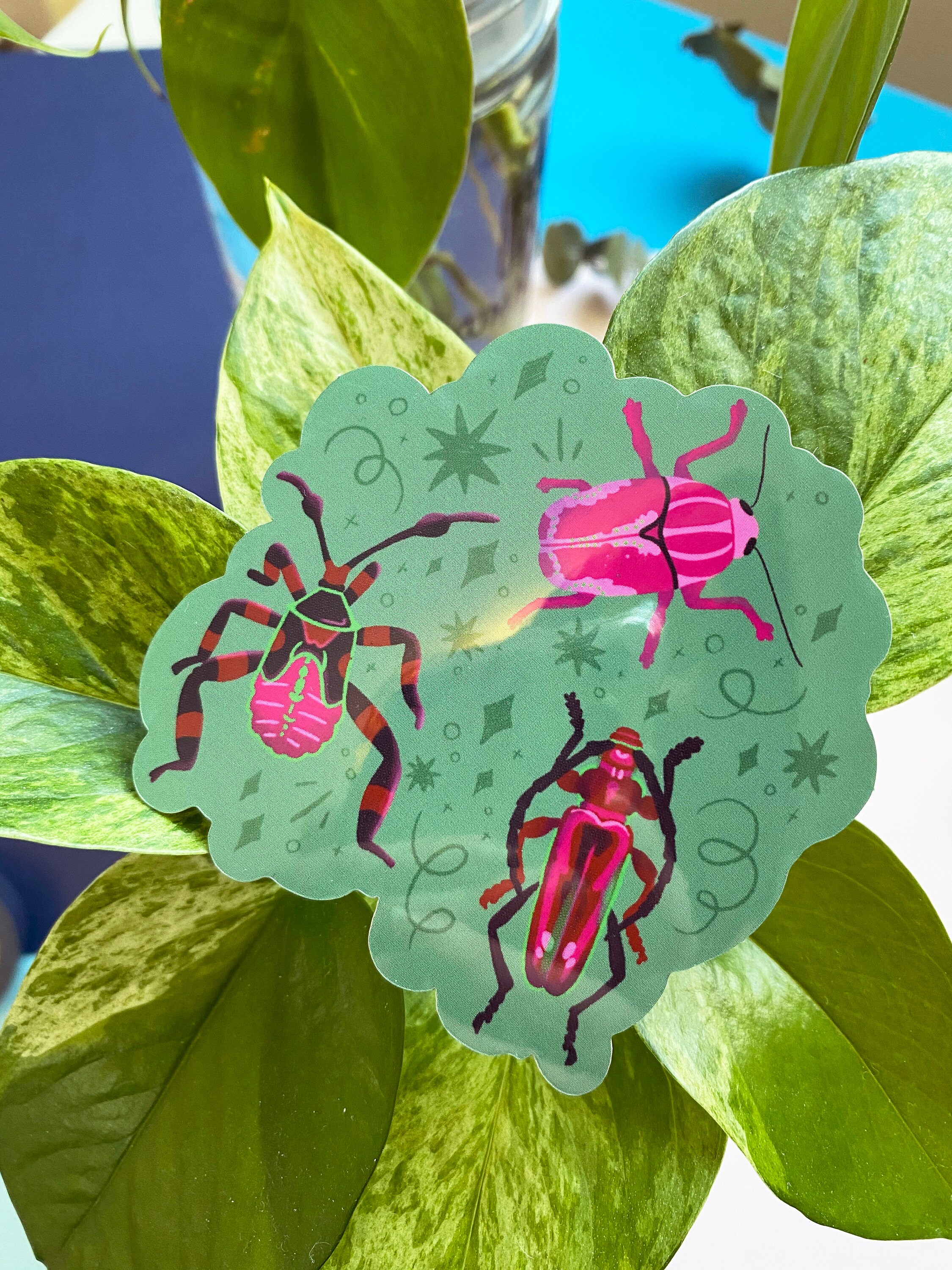 Cute Pink Green Bugs Beetles Large Die Cut Sticker Vinyl | Etsy