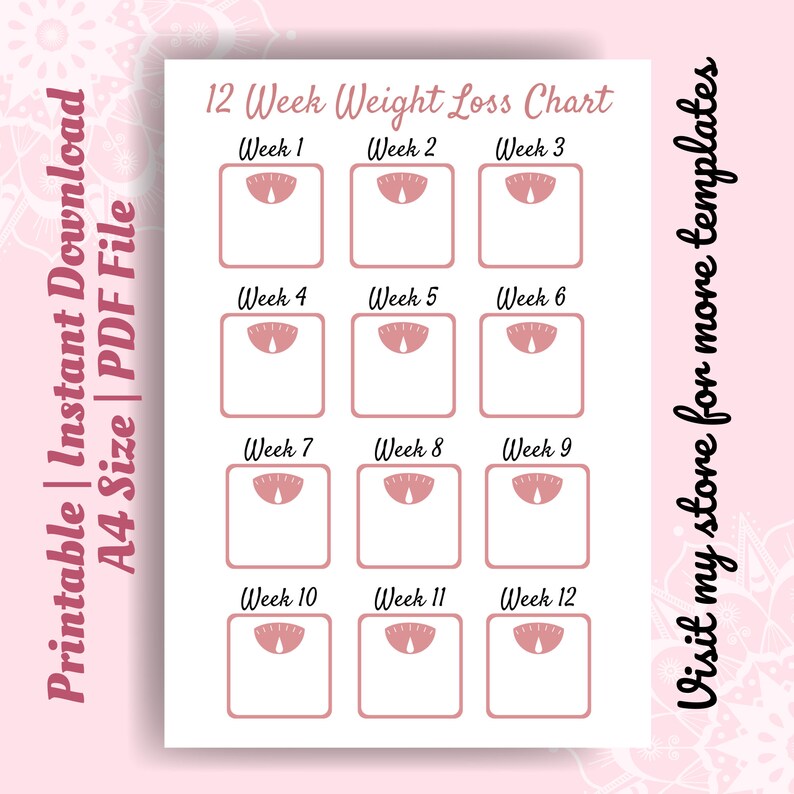 12 Week Pink Weight Loss Tracker Slimming World And Weight Etsy