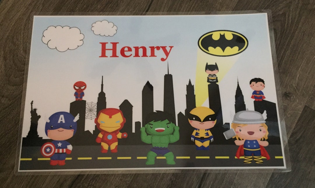 Superheroes Learn and Play Placemat - Etsy