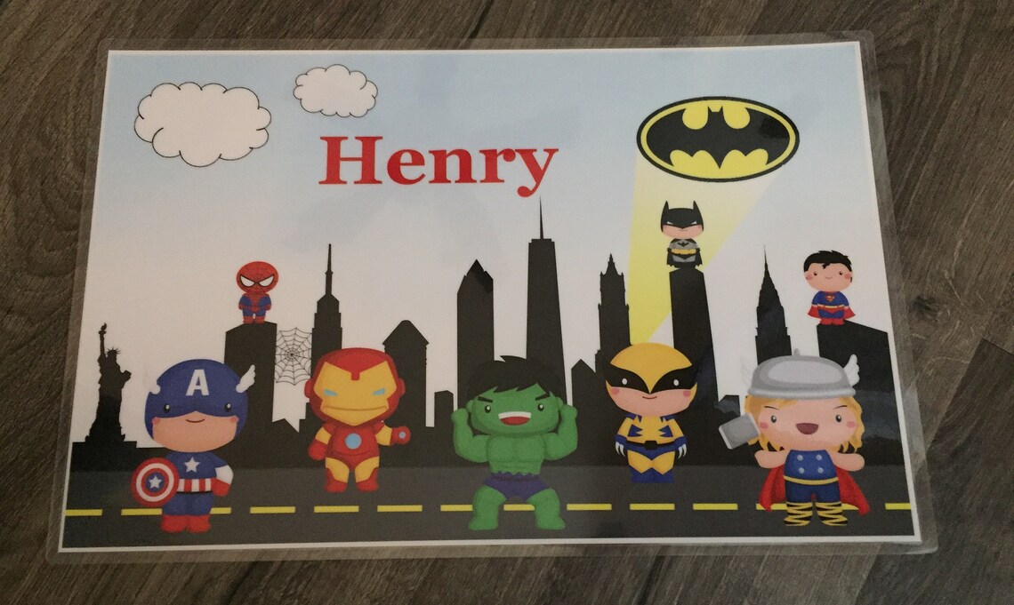 Superheroes Learn and Play Placemat - Etsy
