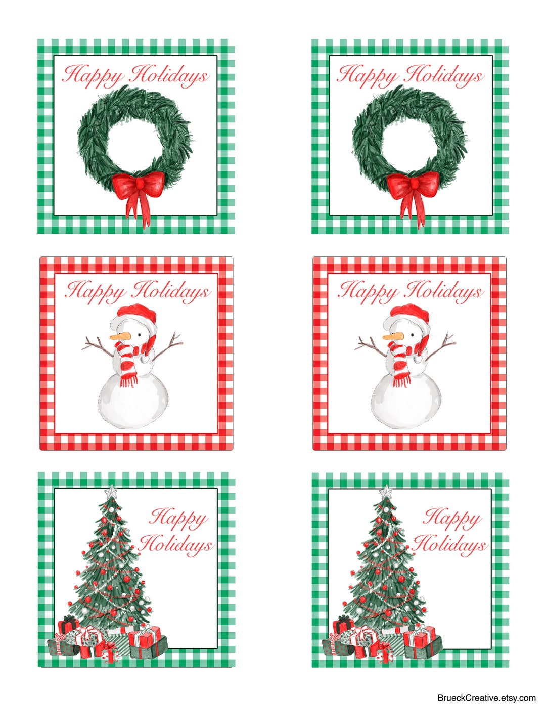 Happy Holidays Christmas Gift Tag Collection - Etsy