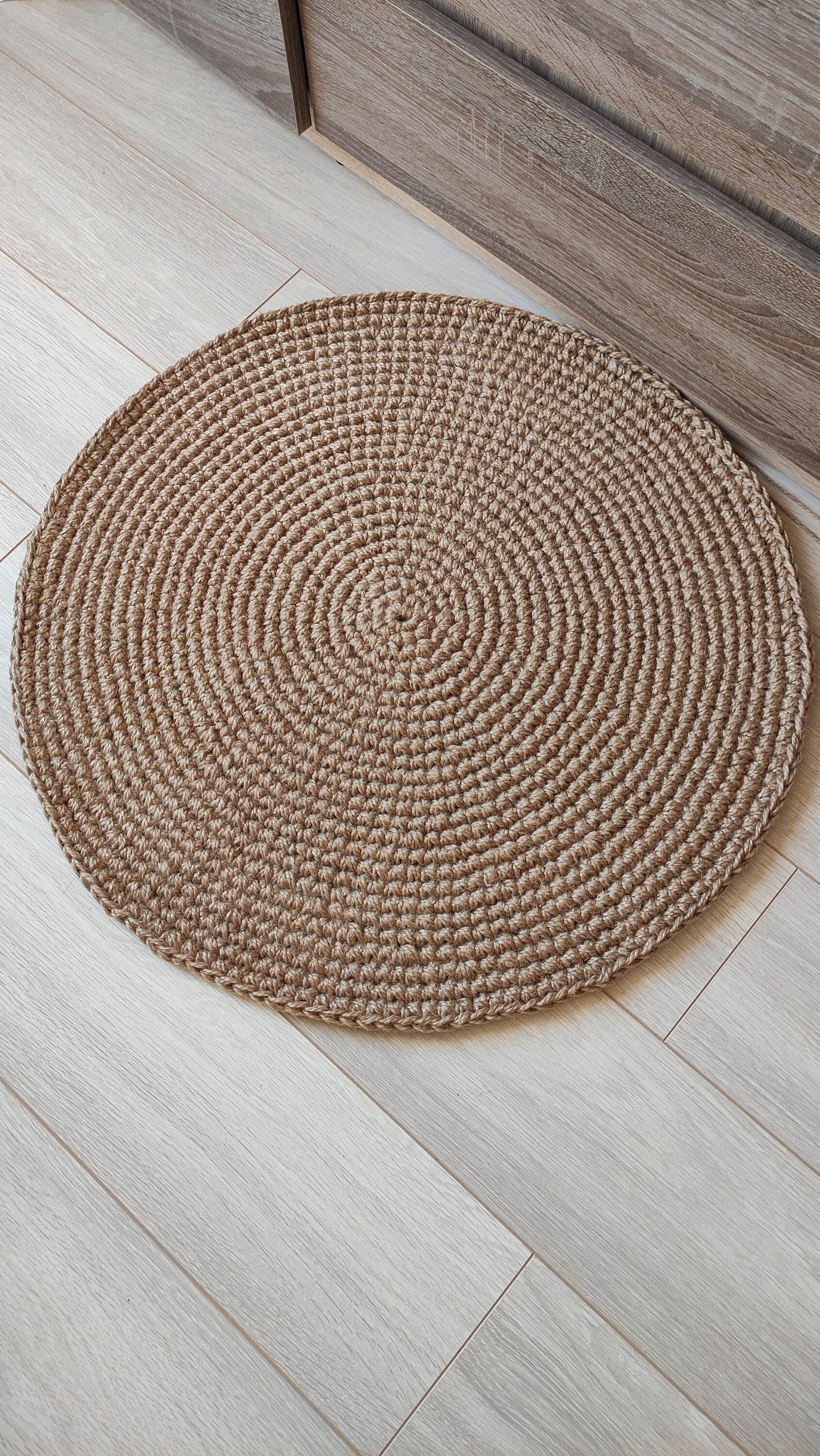 Small Round Jute Rug Crocheted, Handmade Carpet, Outdoor Rug for Patio ...
