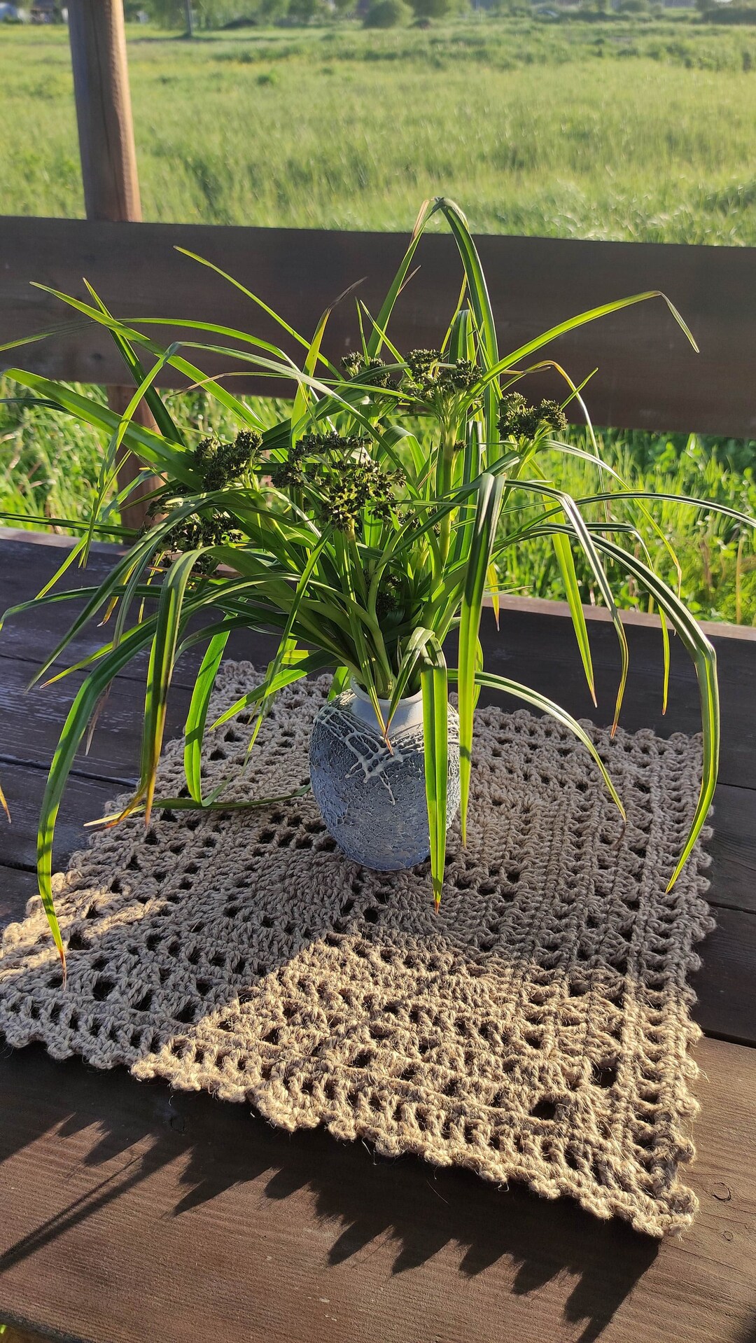 Square Crochet Doily From Jute. Lace Doily Handmade. Rustic - Etsy