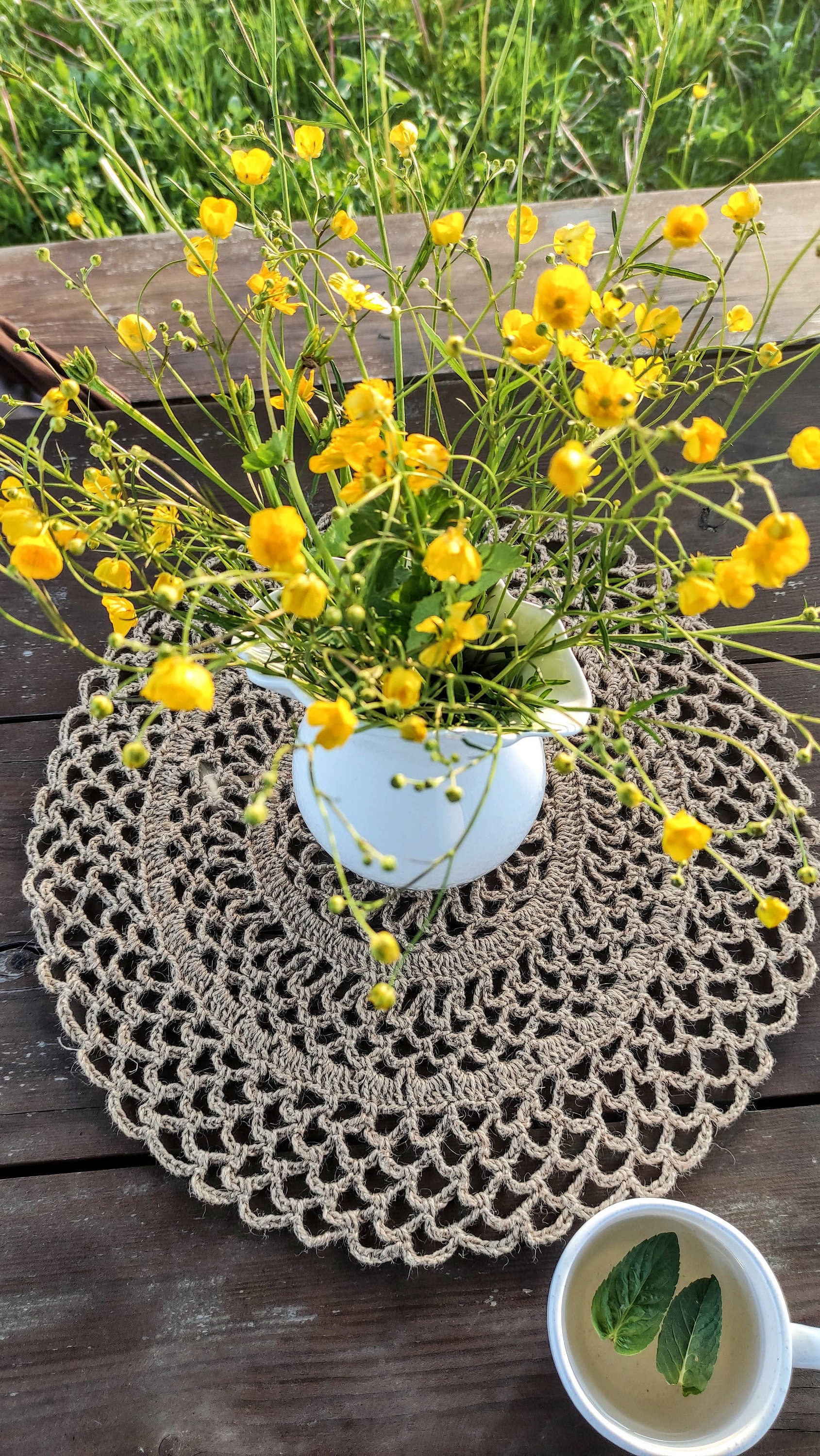 Round Lace Doily Crocheted From Jute. Vintage Doily Handmade ...