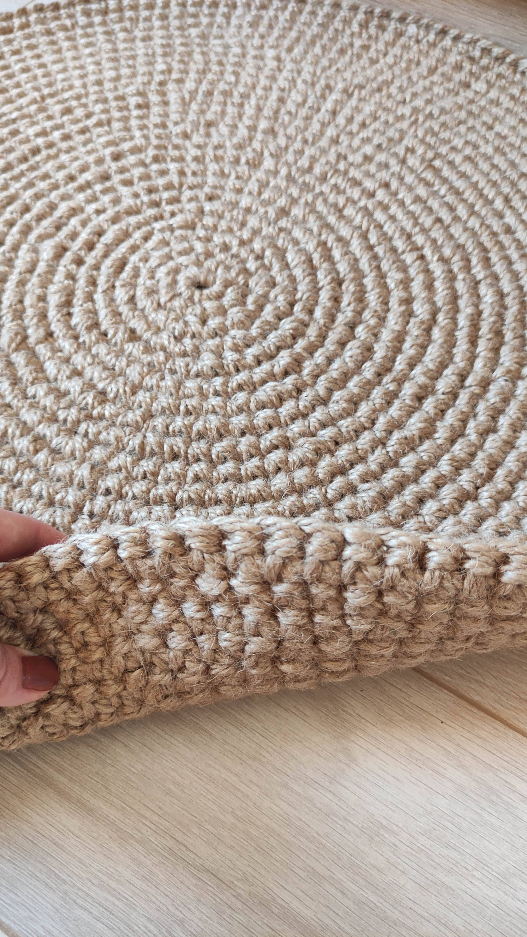 Small Round Jute Rug Crocheted, Handmade Carpet, Outdoor Rug for Patio ...