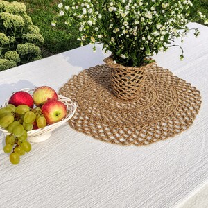 Round Lace Doily Crocheted From Jute. Vintage Doily Handmade ...