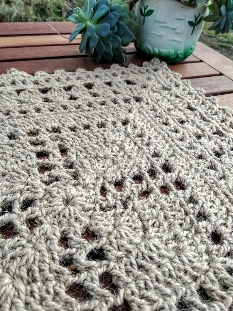 Square Crochet Doily From Jute. Lace Doily Handmade. Rustic - Etsy