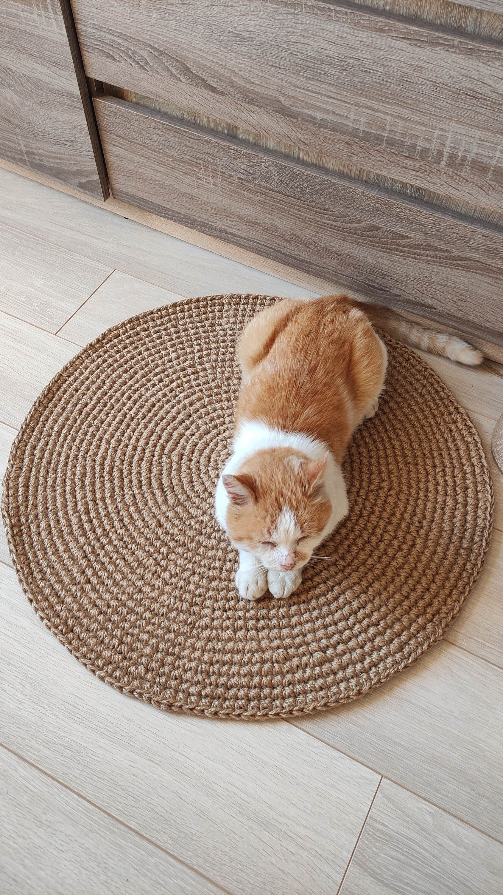 Small Round Jute Rug Crocheted, Handmade Carpet, Outdoor Rug for Patio ...