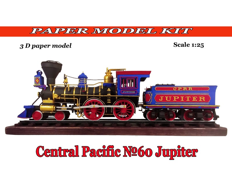 Central Pacific Jupiter Train Paper Model Kit (1:25 Scale) - Etsy