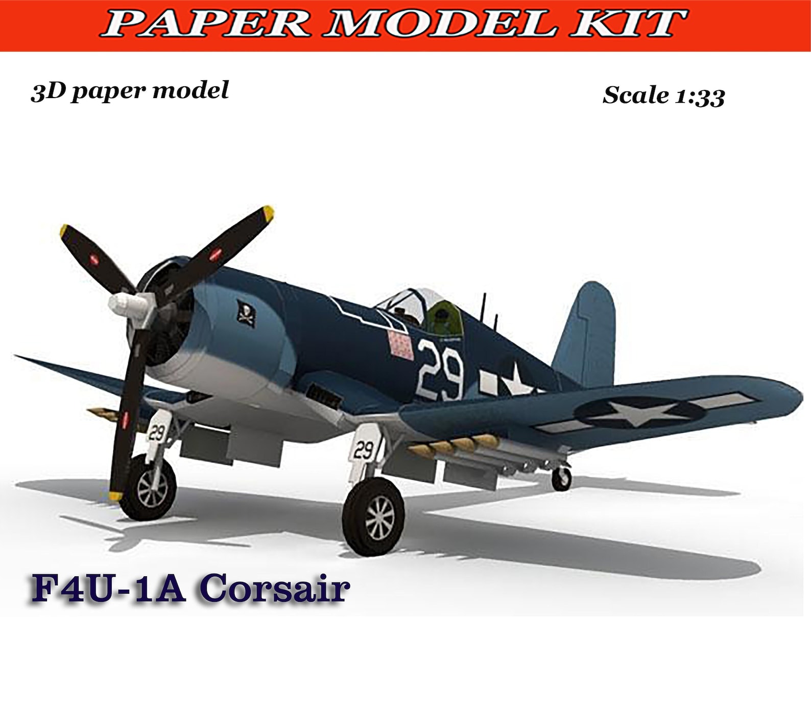Paper Model Airplan Airplane Kit Papercraft 3D F4U-1A Corsair Paper ...